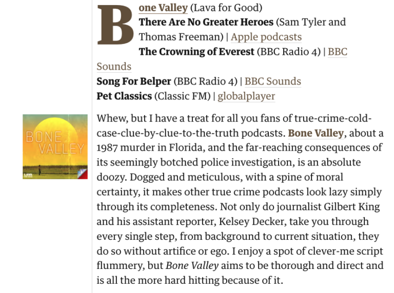 BONE VALLEY NEWS